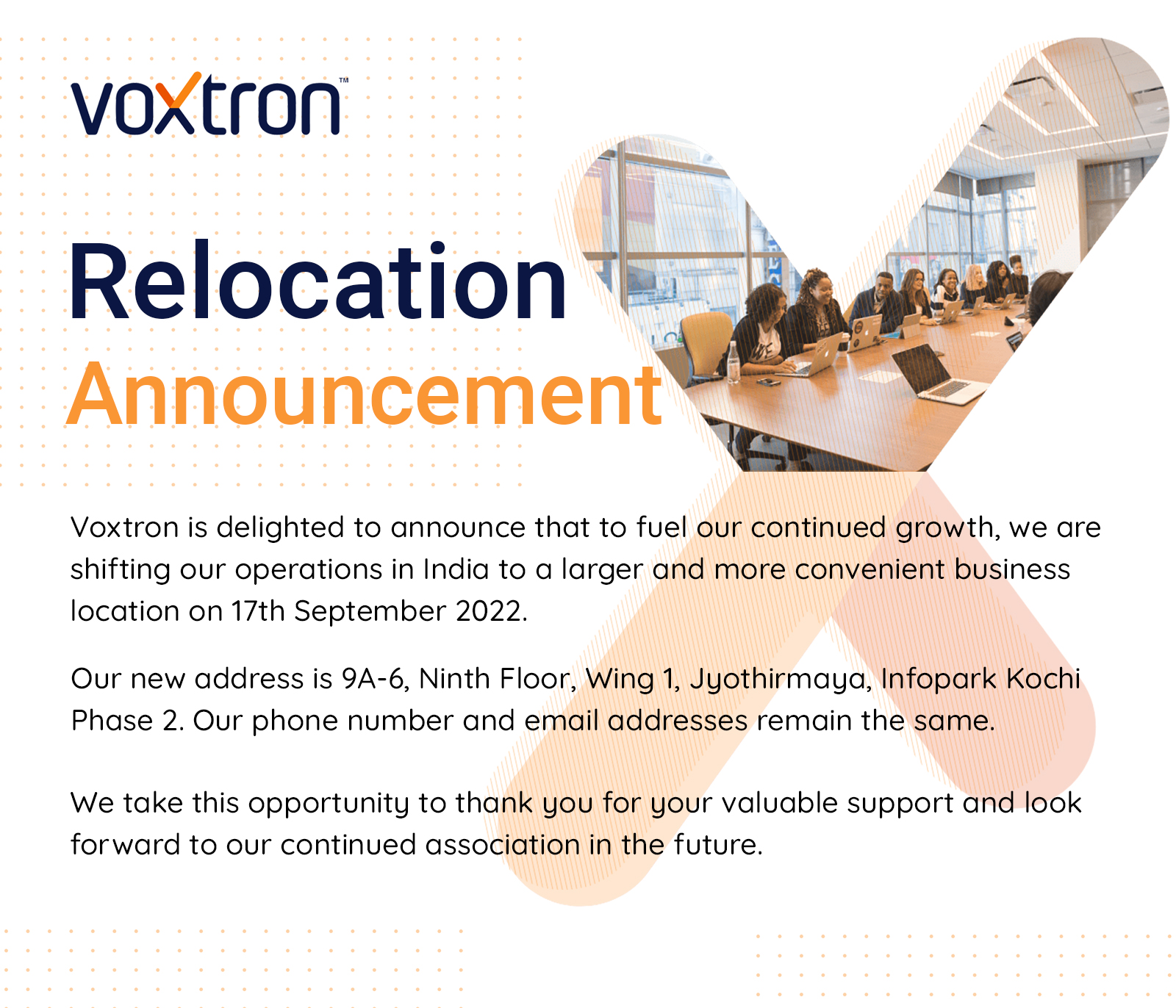 RELOCATION ANNOUNCEMENT - Voxtron